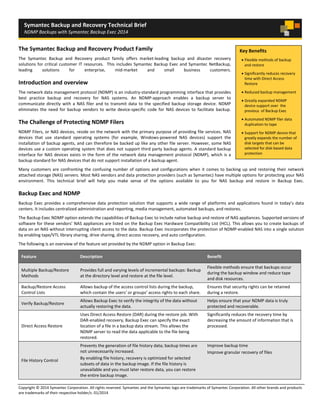 TECHNICAL BRIEF NDMP Backups with Backup Exec 2014 | PDF