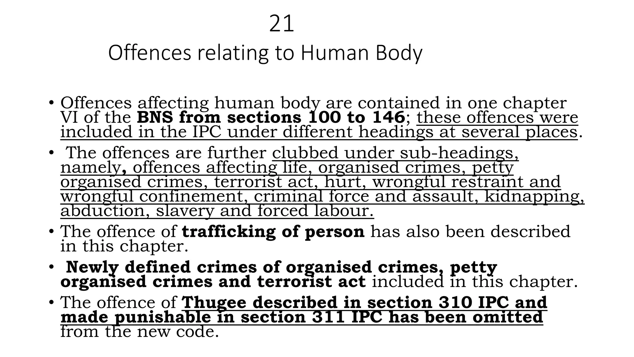 Bharatiye Nyaye Sanhita 2023 - comparison with the Indian Penal Code ...
