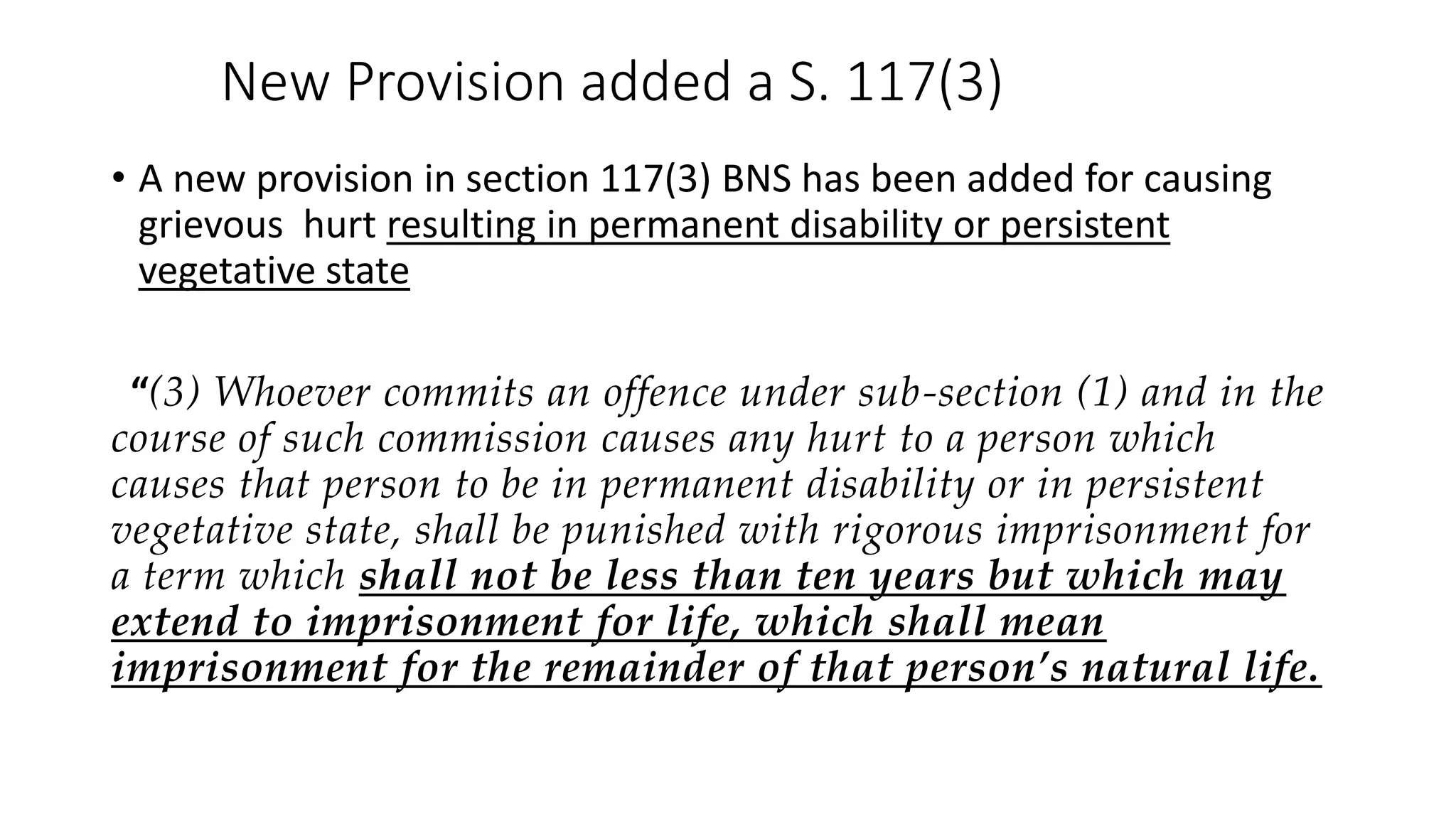Bharatiye Nyaye Sanhita 2023 - comparison with the Indian Penal Code ...