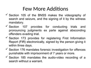 Bartiya Nagrik Suraksha Sanhita and Comparison of BNSS and CrPC | PPTX
