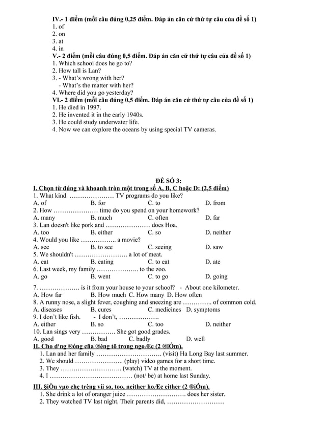 Bộ đề ôn thi hkii tiếng anh lớp 7 | PDF