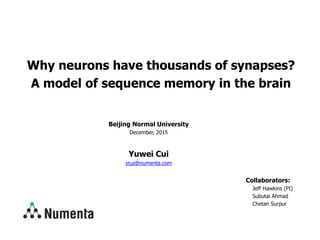 Why Neurons have thousands of synapses? A model of sequence memory in ...