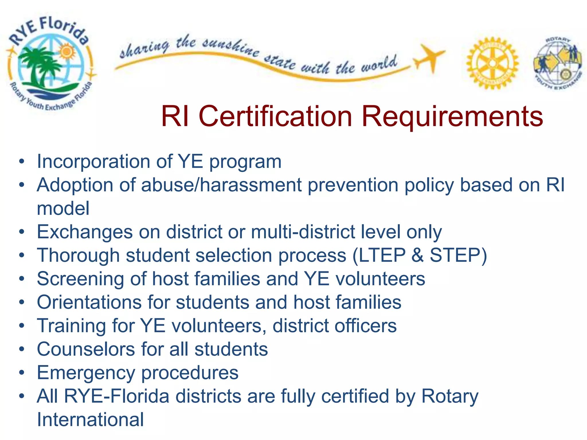 Rotary Youth Exchange - Club Officer Compliance Training | PPT