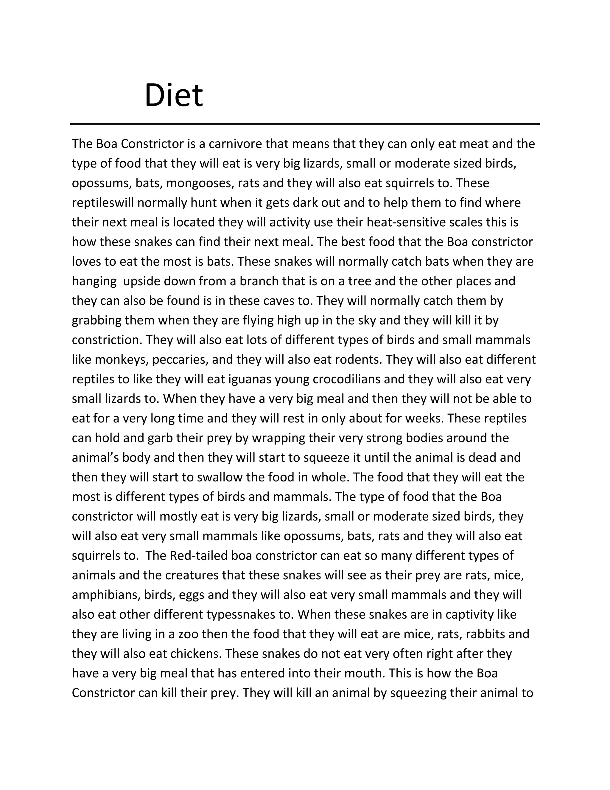 Boa constrictor report | DOCX