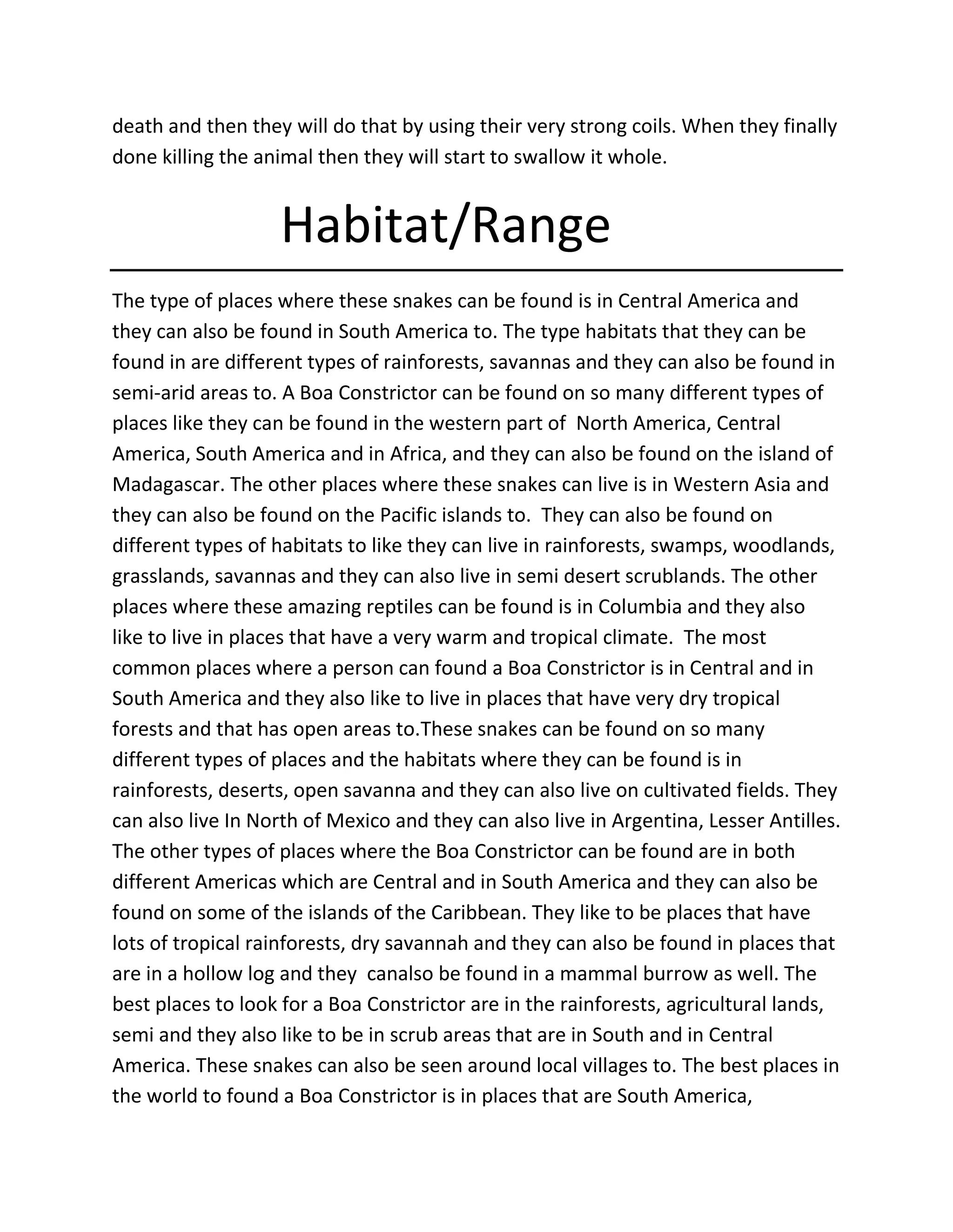 Boa constrictor report | DOCX