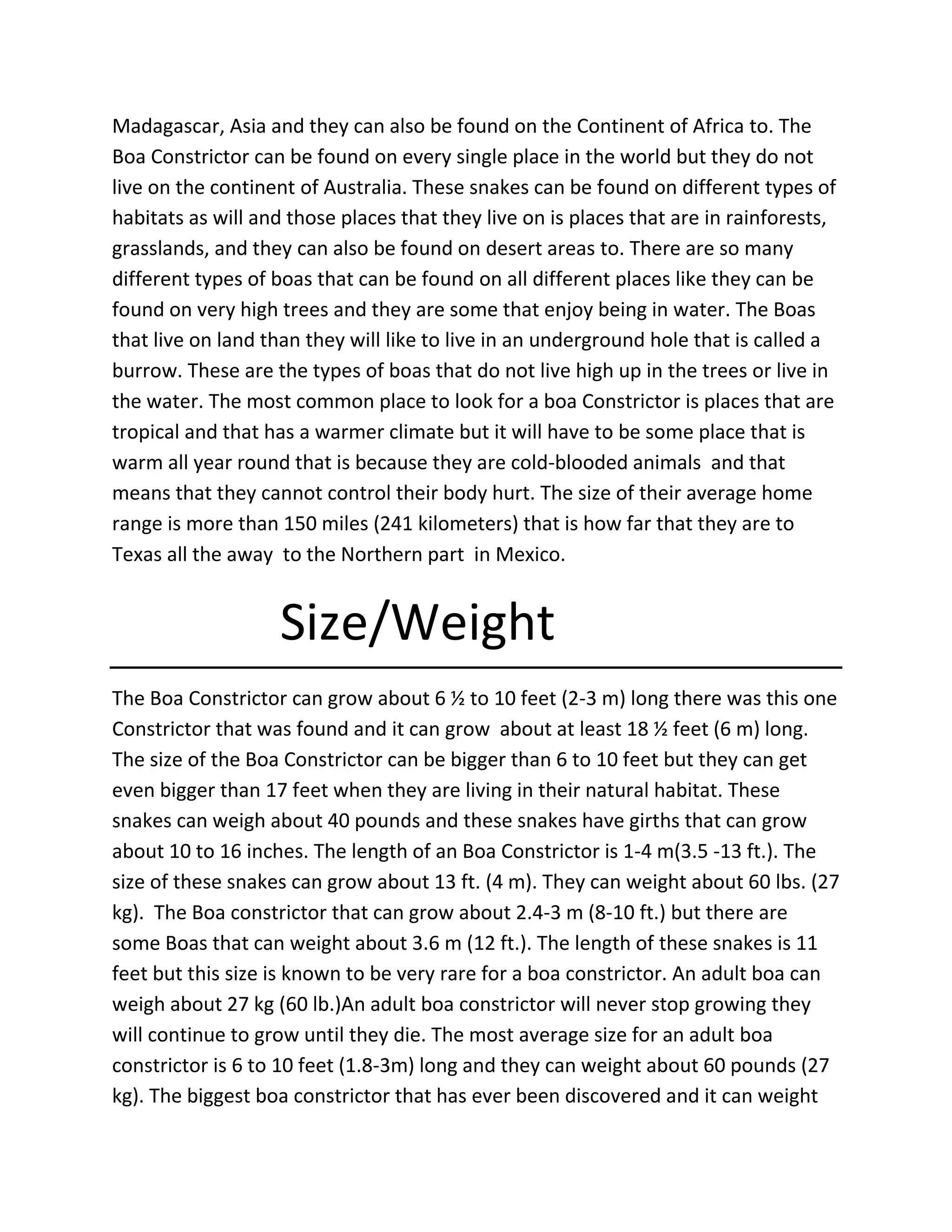 Boa constrictor report | DOCX