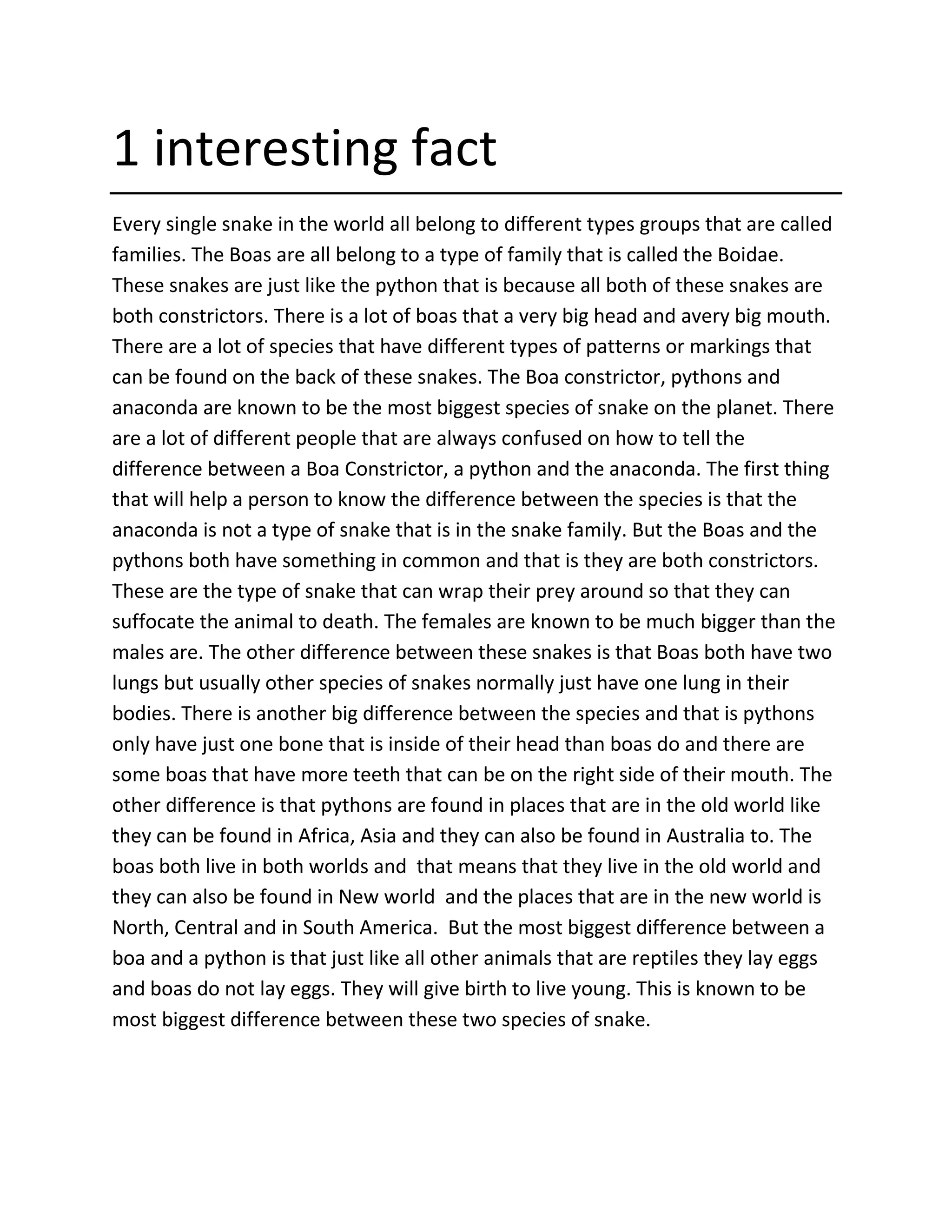 Boa constrictor report | DOCX