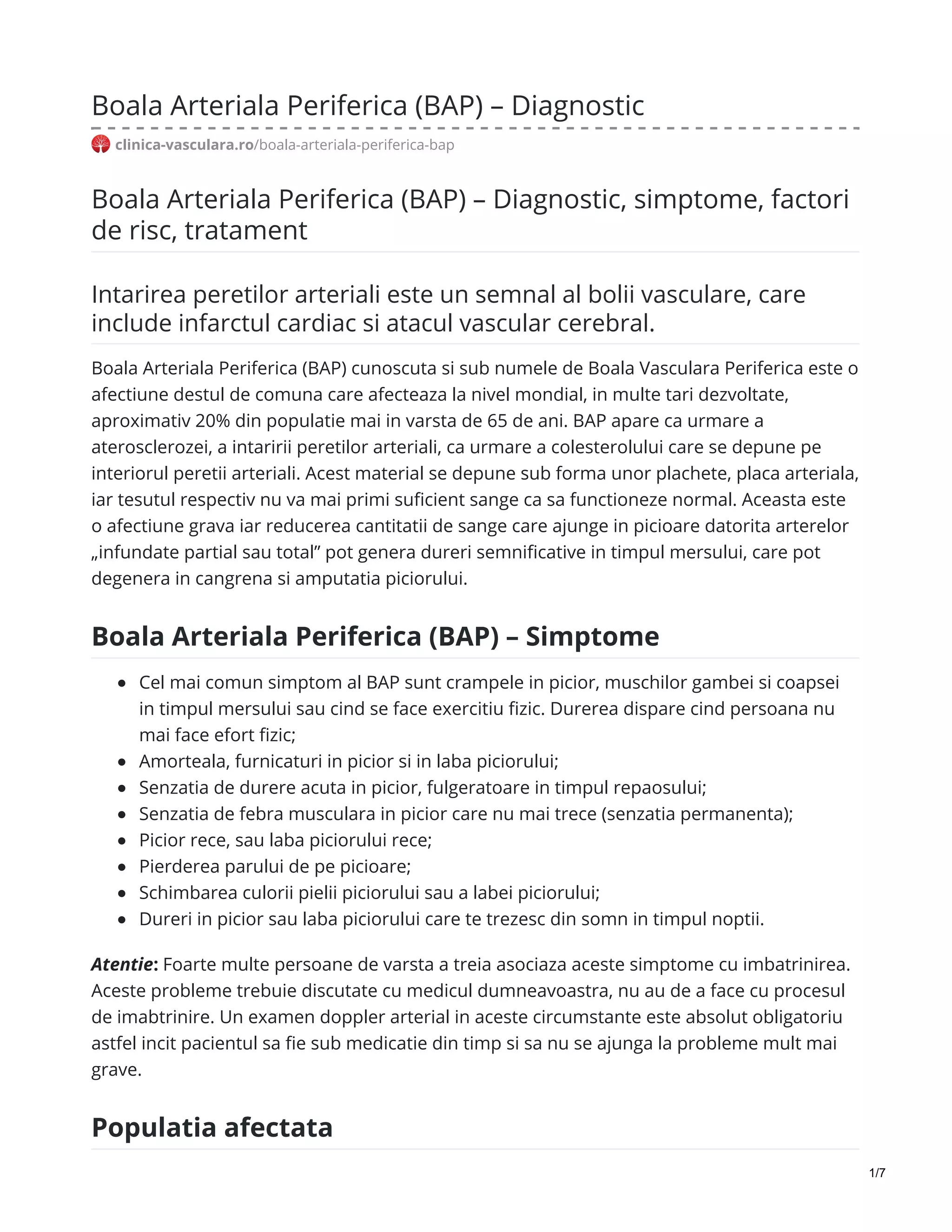 Clinica Venart | Boala Arteriala Periferica (BAP) – Diagnostic ...