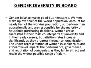 Board diversity as positive factor for better corporate | PPTX