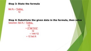Board foot.pptx. gRADE 9 CARPENTRY.2.0.0 | PPTX