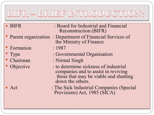 Board for industrial_and_financial_reconstruction | PPTX | Bankruptcy ...