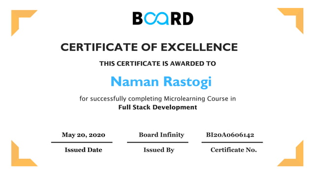 Board infinity certificate | PDF