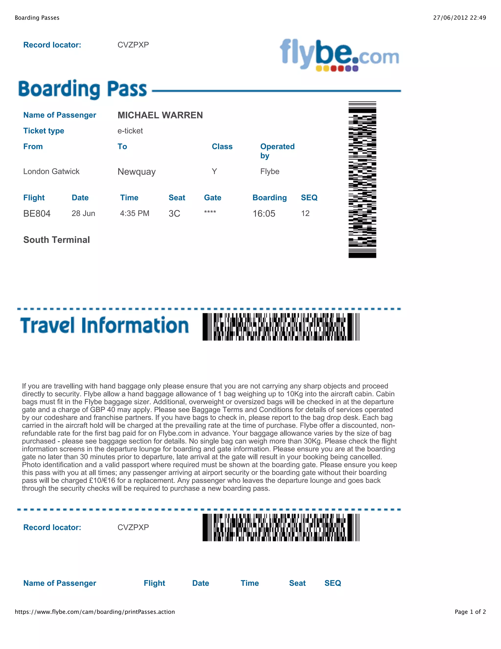 Boarding passes | PDF