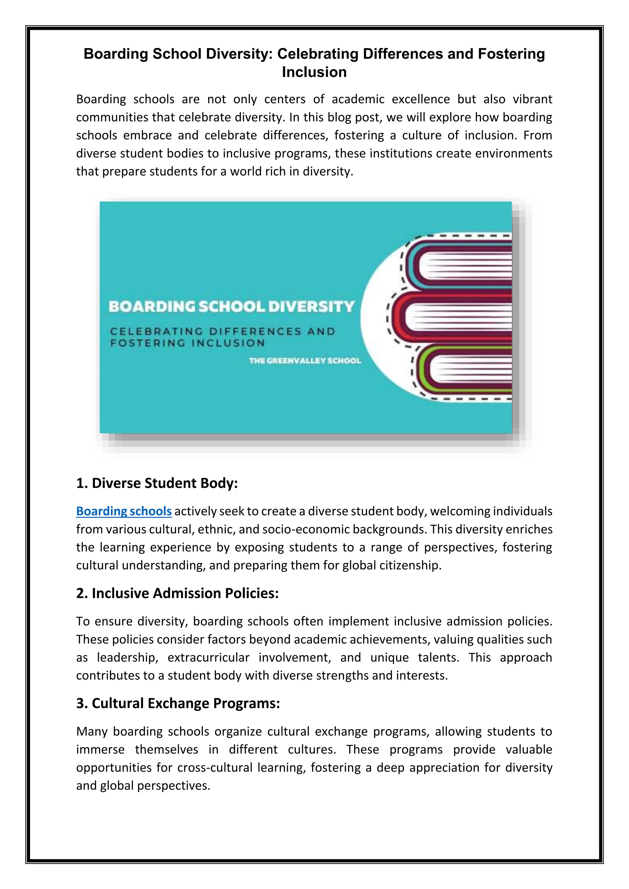 Boarding School Diversity Celebrating Differences and Fostering ...