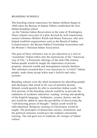 BOARDING SCHOOLSThe boarding school experience for Indian childr.docx