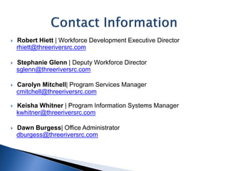 Three Rivers Workforce Development Board Orientation | PPT