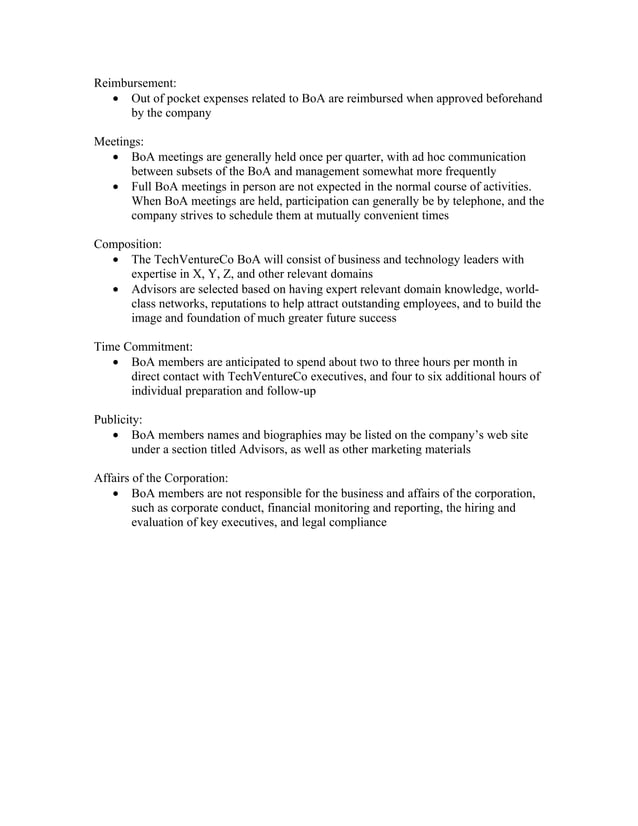 Board of advisors sample charter and advisor role description | DOC ...