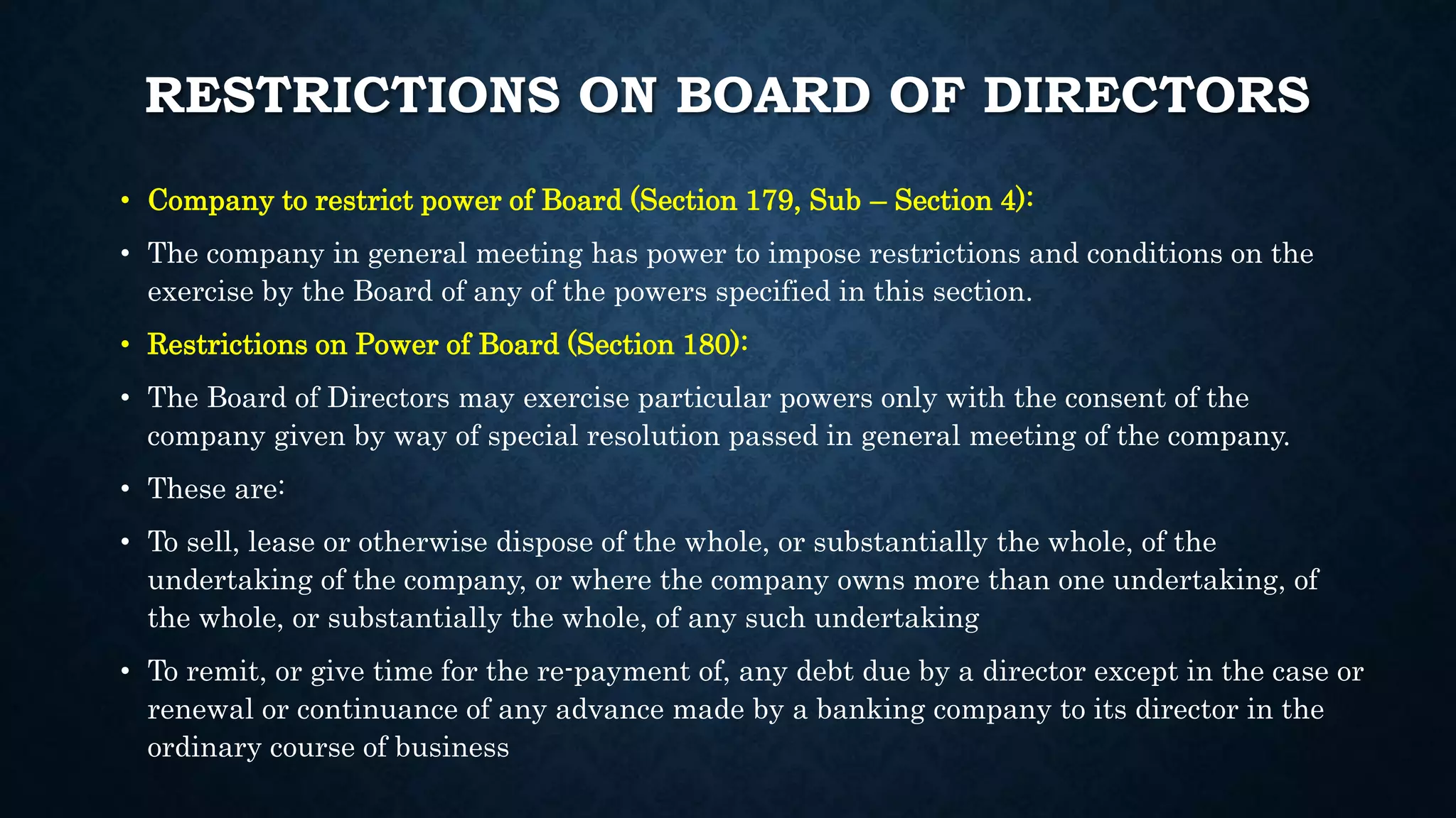 Board of directors - Powers & Restrictions | PPTX