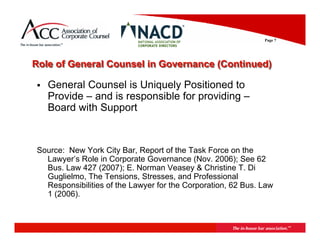 Boards Reliance On Corporate Counsel | PPT