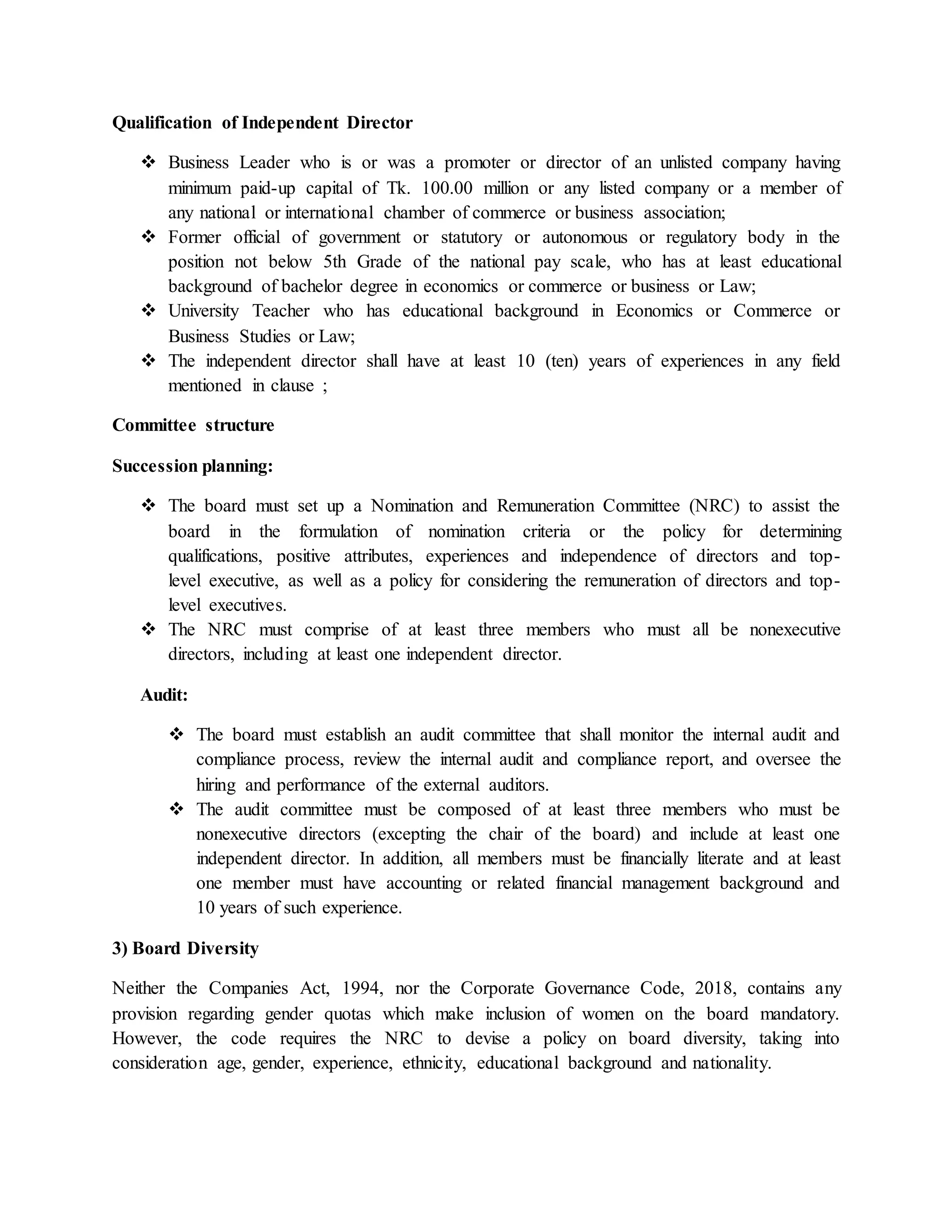 Board Structure, Board Independence, and Board Diversity (Bangladesh vs ...