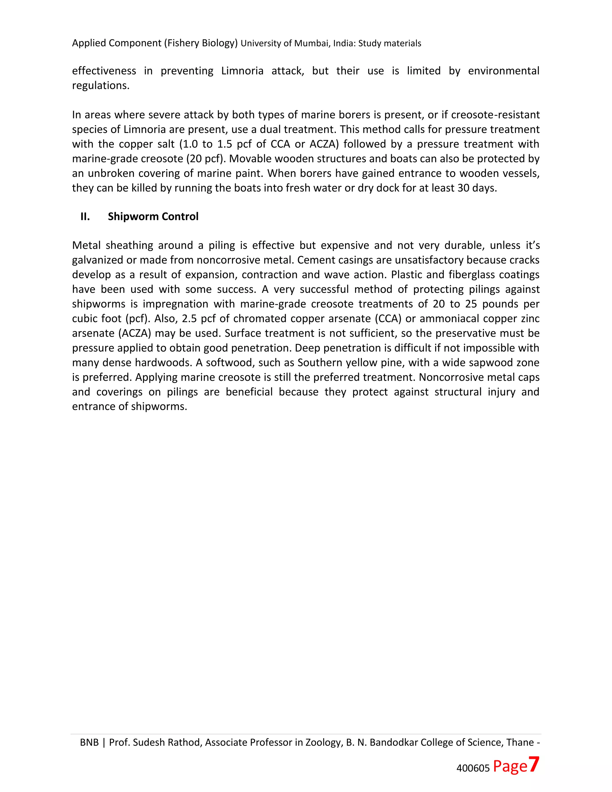 Boat foulers and borers: Fisheries Science | PDF