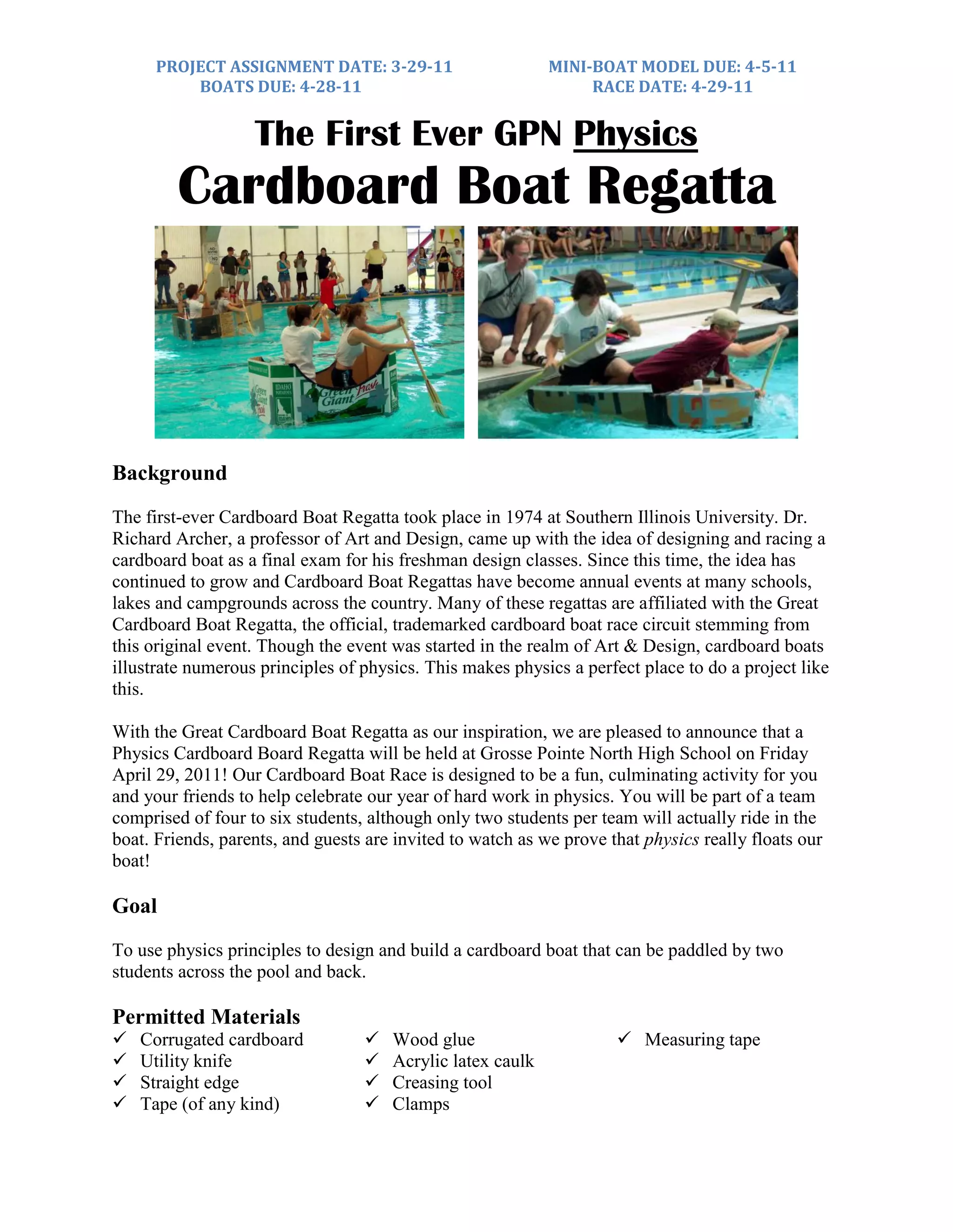 Cardboard Boat Project Overview | PDF