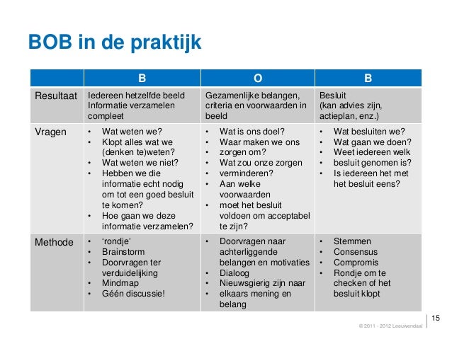 Bob model bij groepsbesluiten