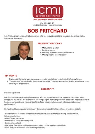 Bob pritchard Motivational speaker | PDF