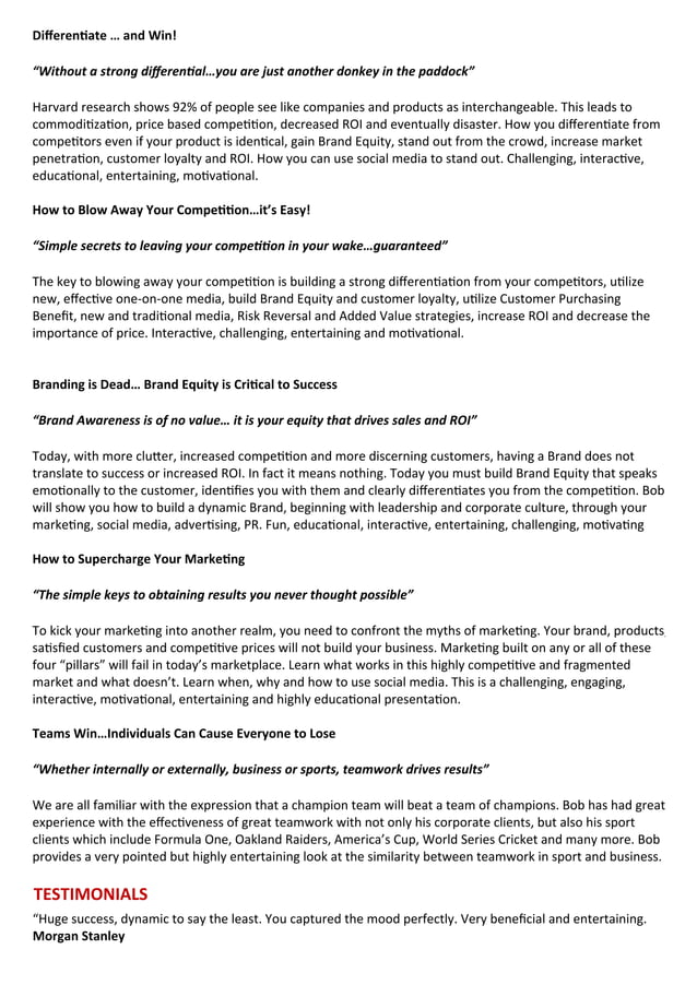 Bob pritchard Motivational speaker | PDF