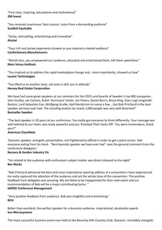 Bob pritchard Motivational speaker | PDF