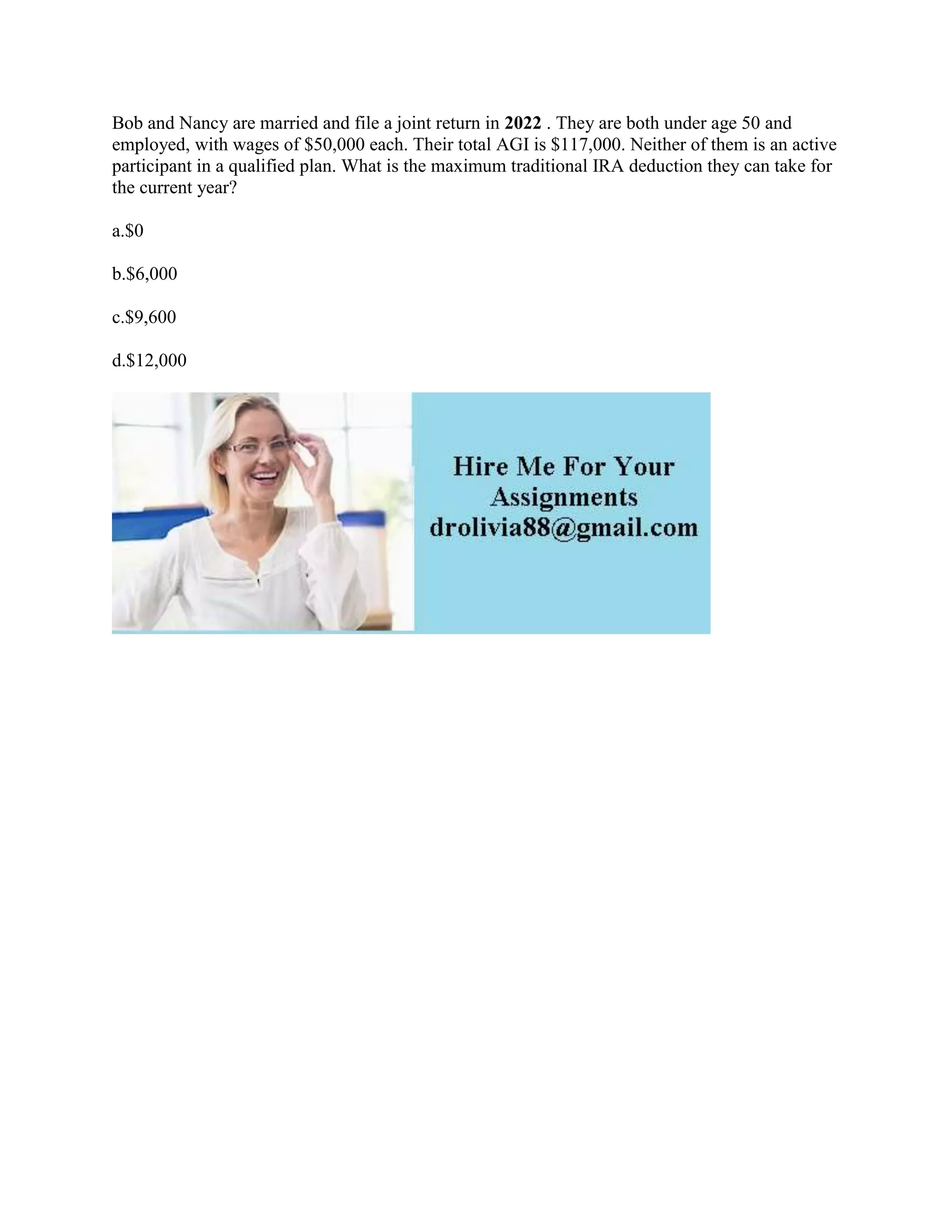 Bob and Nancy are married and file a joint return in 2022- They are bo.docx