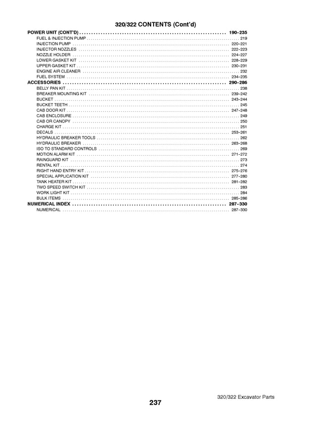 Bobcat 322 excavator parts catalogue manual sn 552320001 and above | PDF