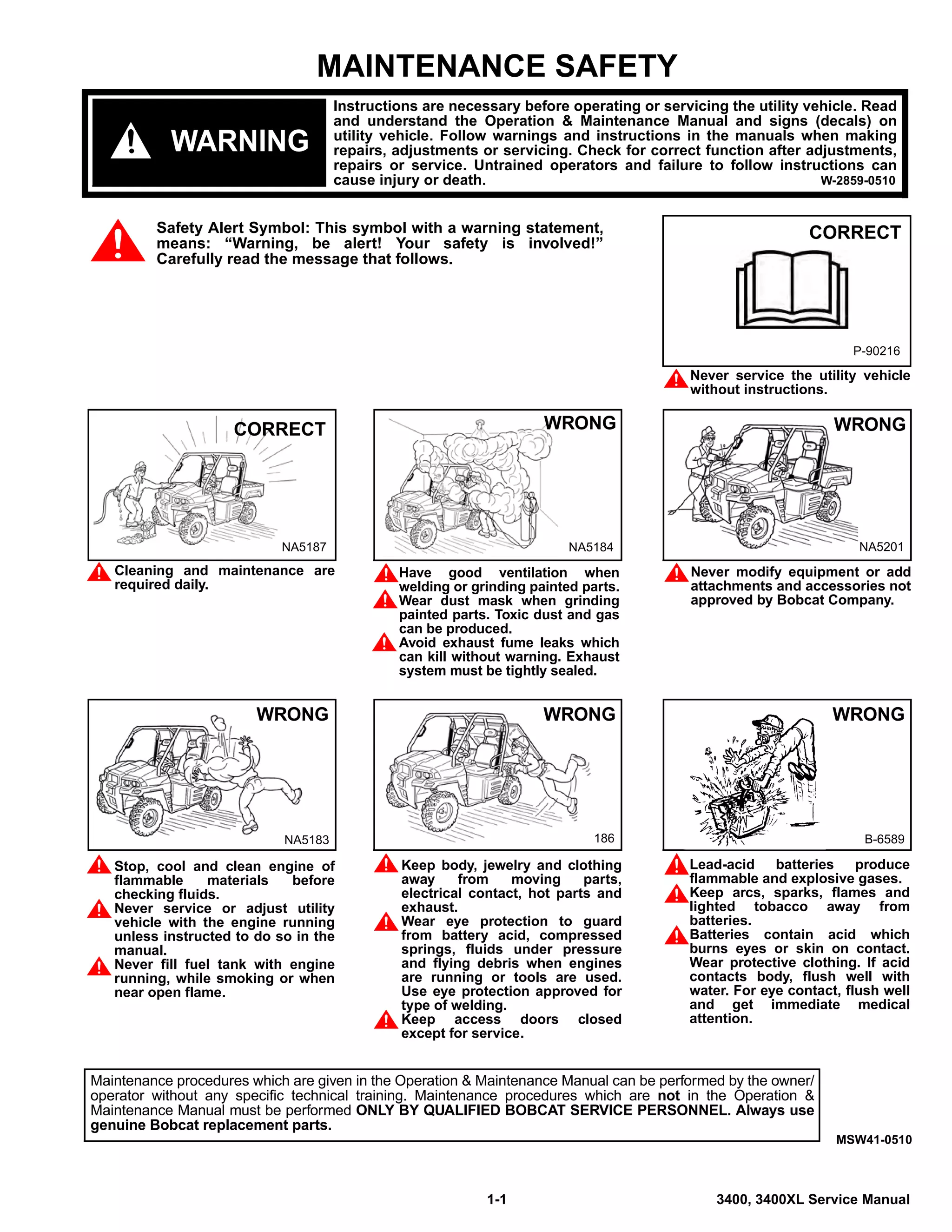 Bobcat 3400, 3400 xl utility vehicle service repair manual (sn ...