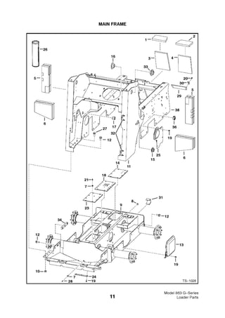 Bobcat 863 g series skid steer loader parts catalogue manual (sn ...