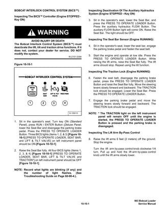 Bobcat 963 skid steer loader service repair manual sn 562215001 & above ...