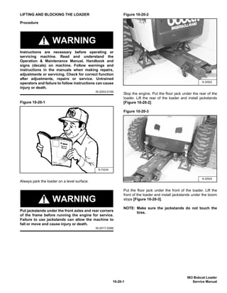 Bobcat 963 skid steer loader service repair manual sn 562215001 & above ...
