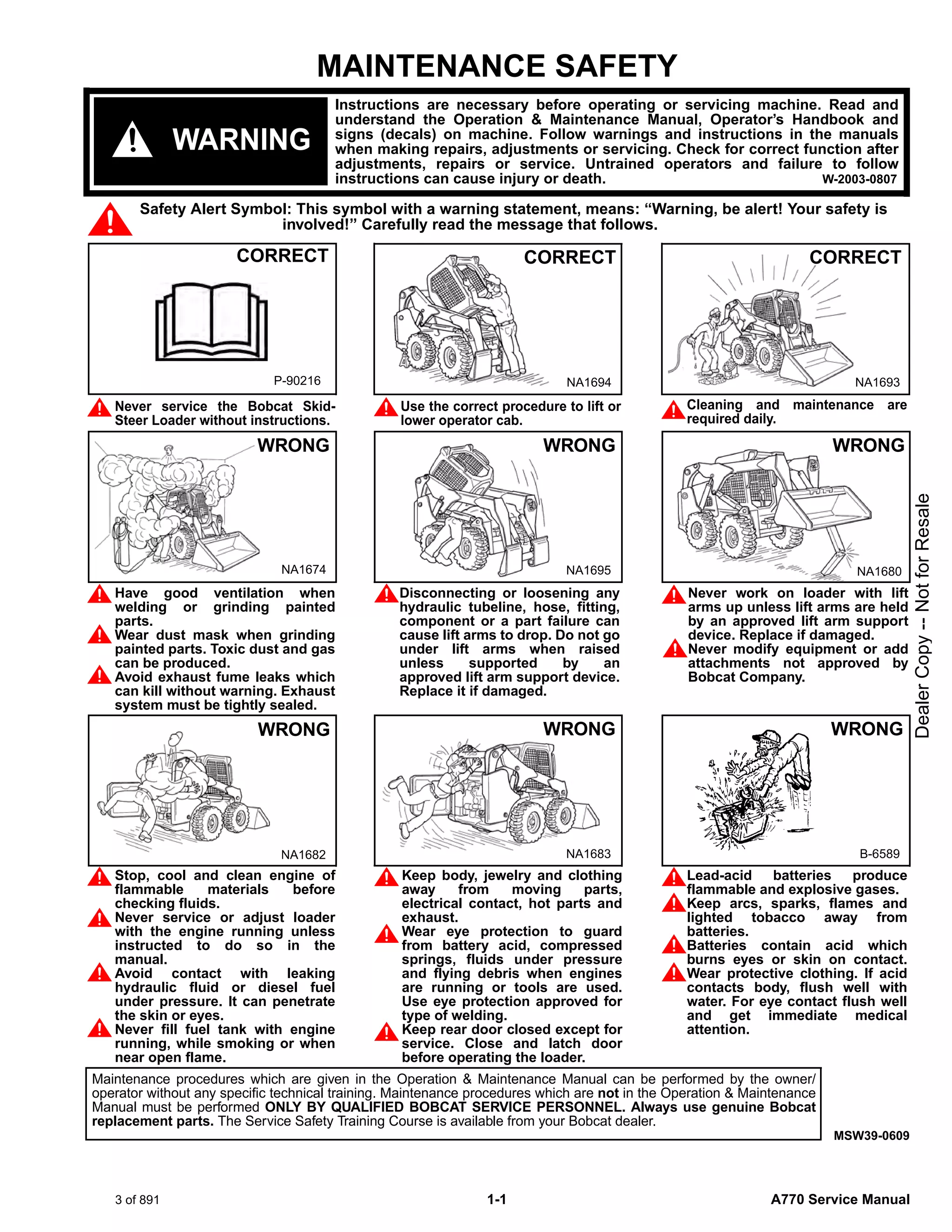 Bobcat a770 skid steer loader service repair manual (sn b3 bu11001 and ...