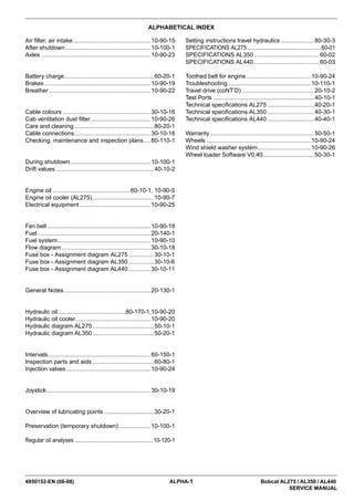 Bobcat al350 wheel loader service repair manual sn adbj11001 & above | PDF