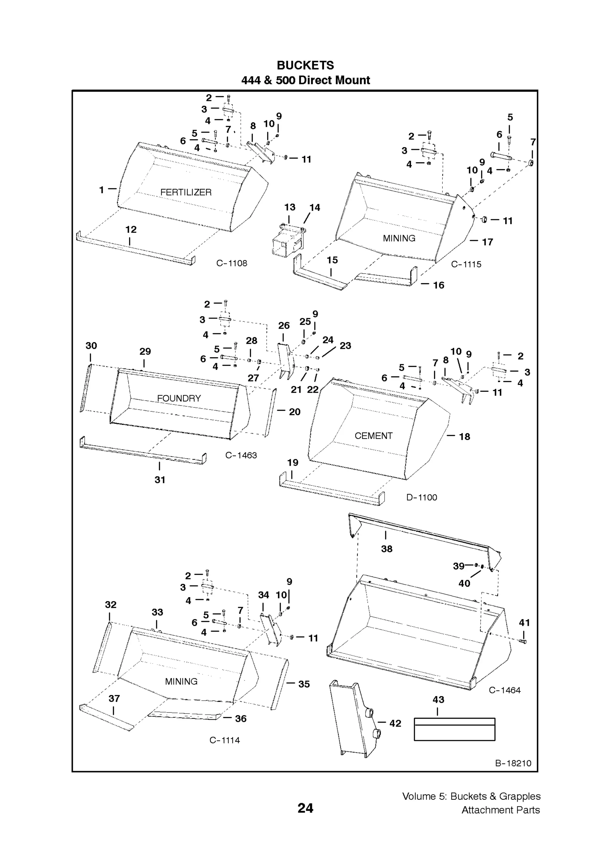 Bobcat buckets, rakes, diggers, grapples, utility forks, pallet forks ...