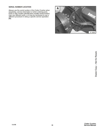 Bobcat Cutter Crusher (Model 40) Service Repair Manual SN 991300101 And ...