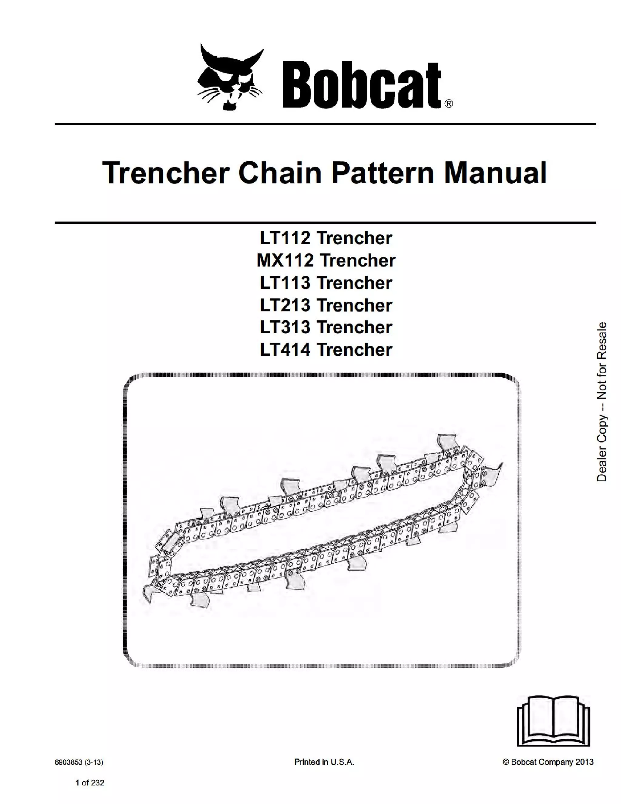 Bobcat LT313 Trencher Chain Pattern Service Repair Manual.pdf