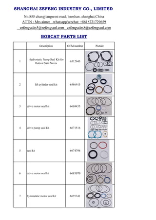 Bobcat parts from ZEFENG manufacturer 2024 | PDF
