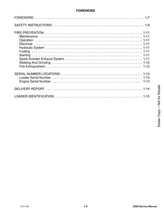 Bobcat s550 skid steer loader service repair manual (sn ahgm11001 and ...