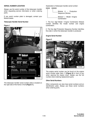 Bobcat (tl43.80 x) telescopic handler service repair manual sn ...