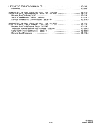 Bobcat (tl43.80 x) telescopic handler service repair manual sn ...