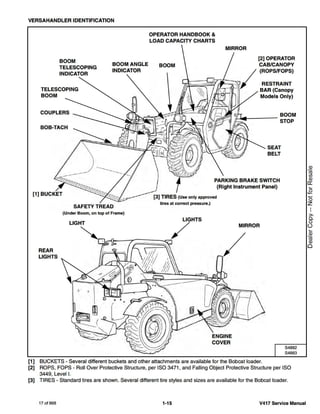 Bobcat V417 VersaHANDLER Telescopic Forklift Service Repair Manual SN ...