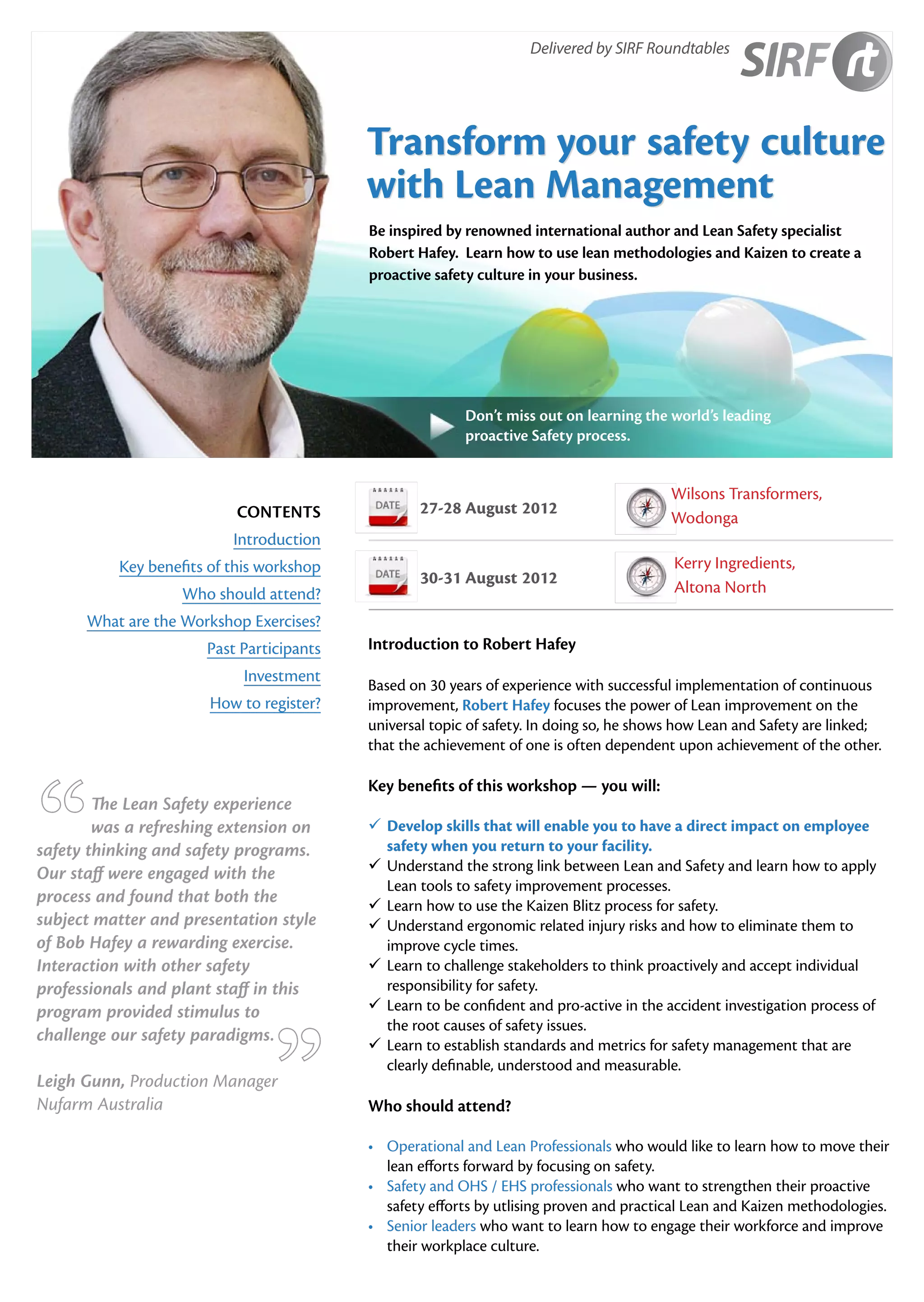 Bob Hafey 2 Day Workshop Flyer Aug 2012 | PDF