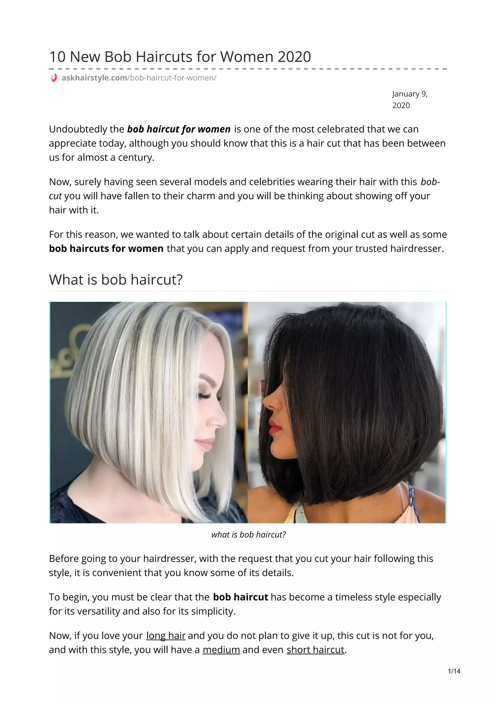 Bob haircuts for women 2020 | PDF