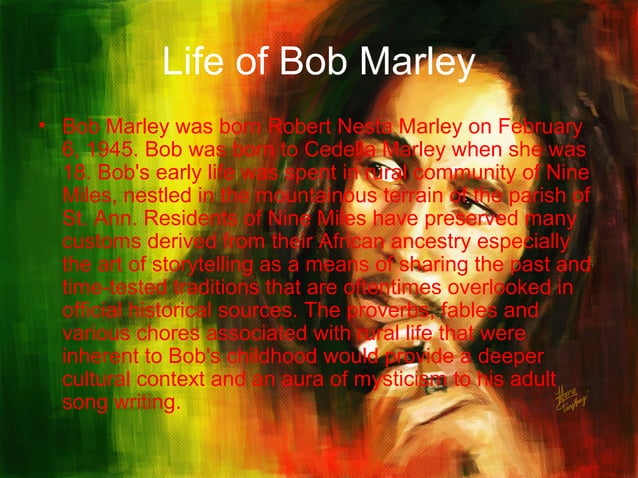 Bob Marley Simple Presentation | PPT | Reggae | Music