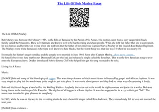 Bob Marley Essay Examples | PDF | Reggae | Music